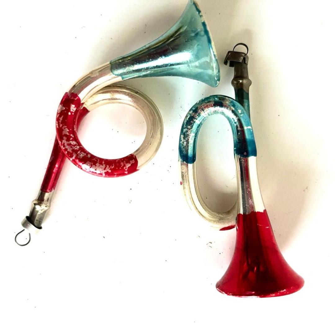 A Pair of Vintage Glass Festive Horns Tree Decorations - Etsy