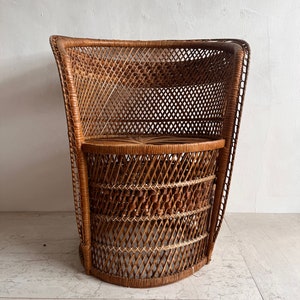 Vintage Peacock Wicker Bucket Chair - Etsy