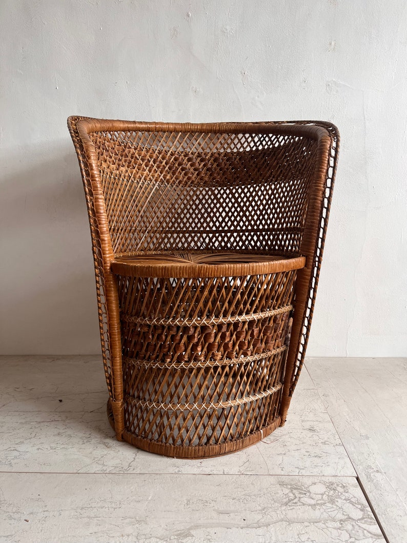 Vintage Peacock Wicker Bucket Chair - Etsy