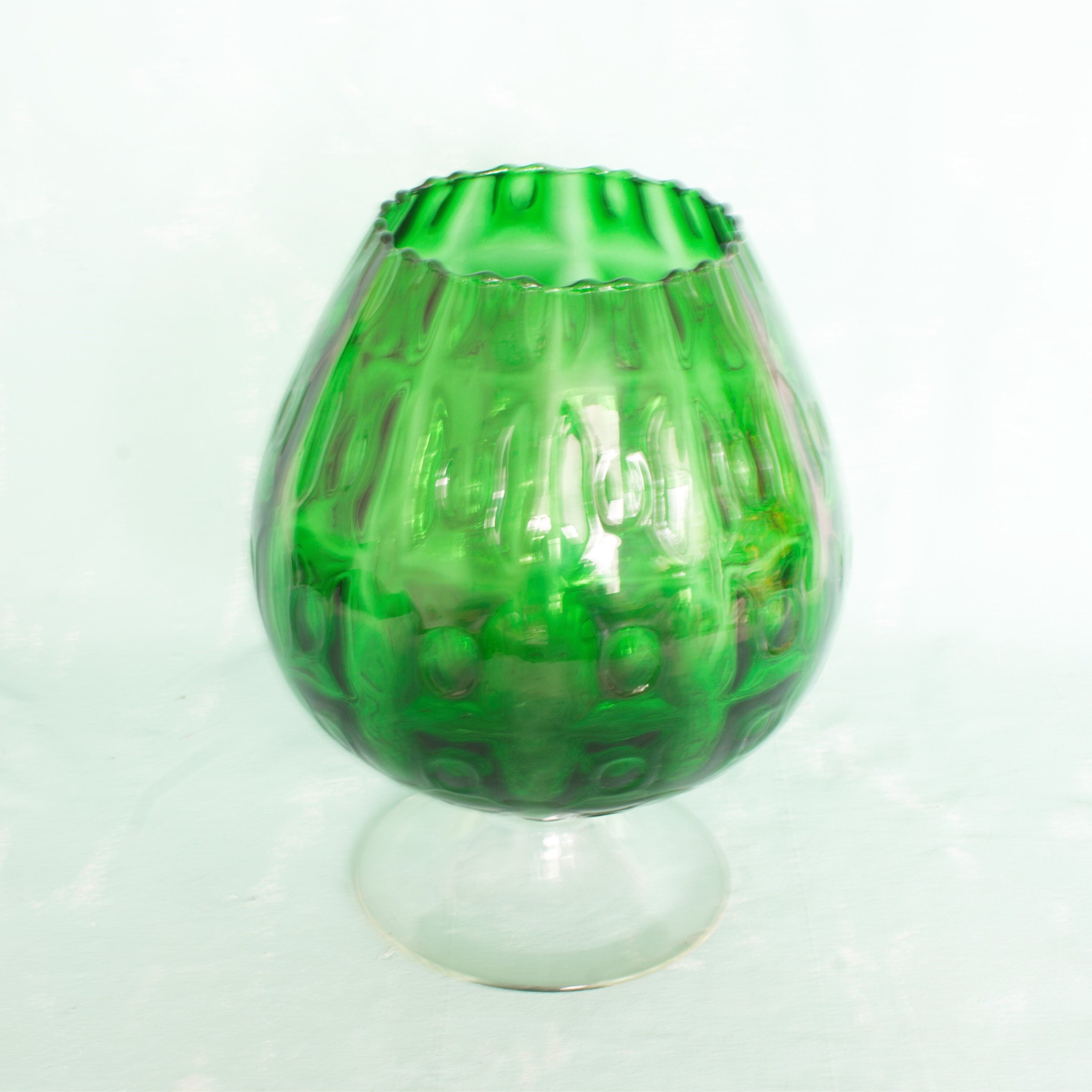 Large Vintage Green Glass Bowl Ornament Etsy