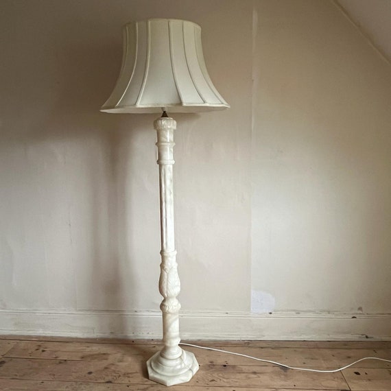 Vintage Alabaster Carved Floor Lamp Etsy UK