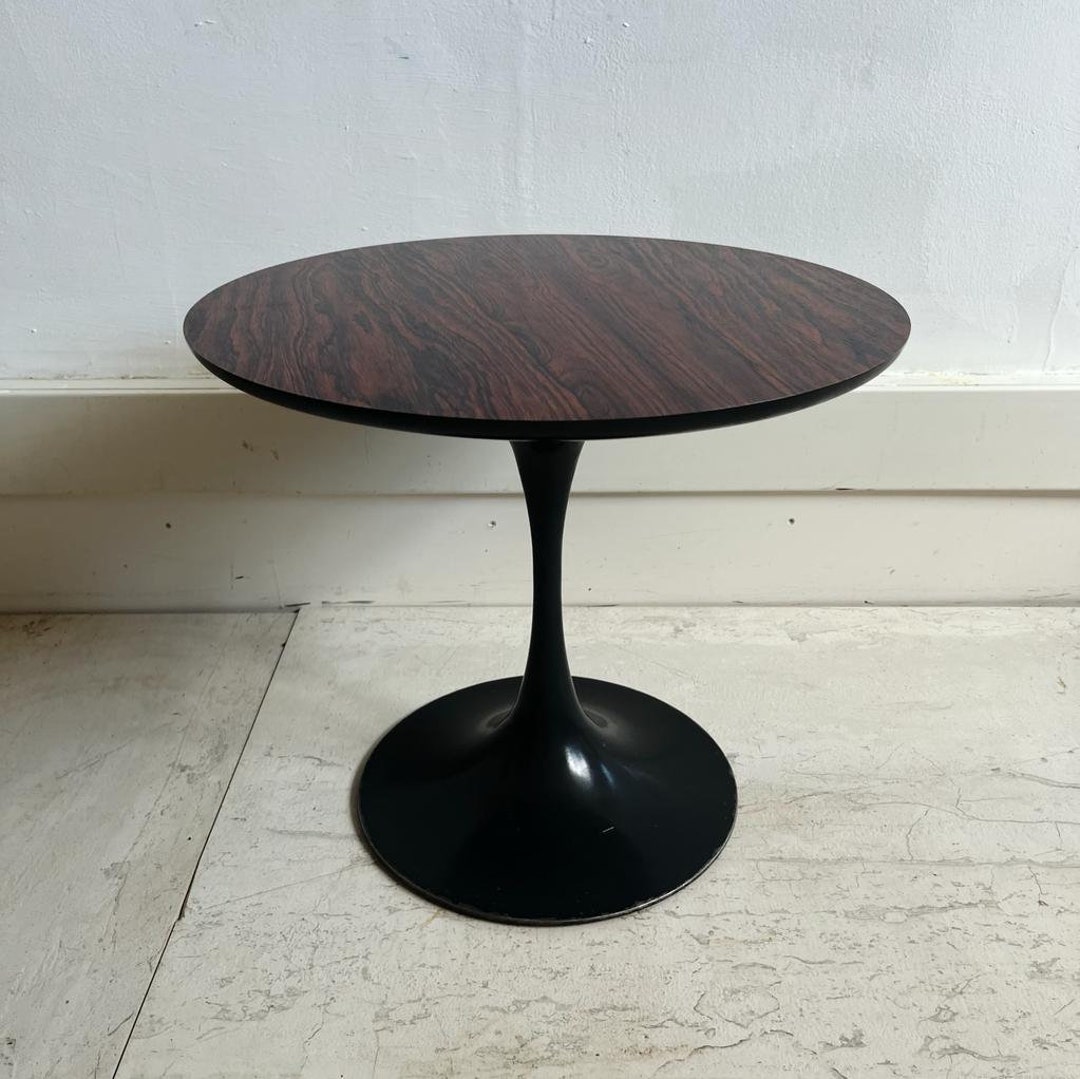 Small Arkana Tulip Round Occasional Table With Rosewood Top - Etsy