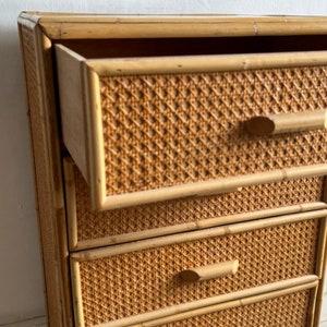 Vintage Cane and Bamboo Tallboy / Chest of Drawers 70s - Etsy