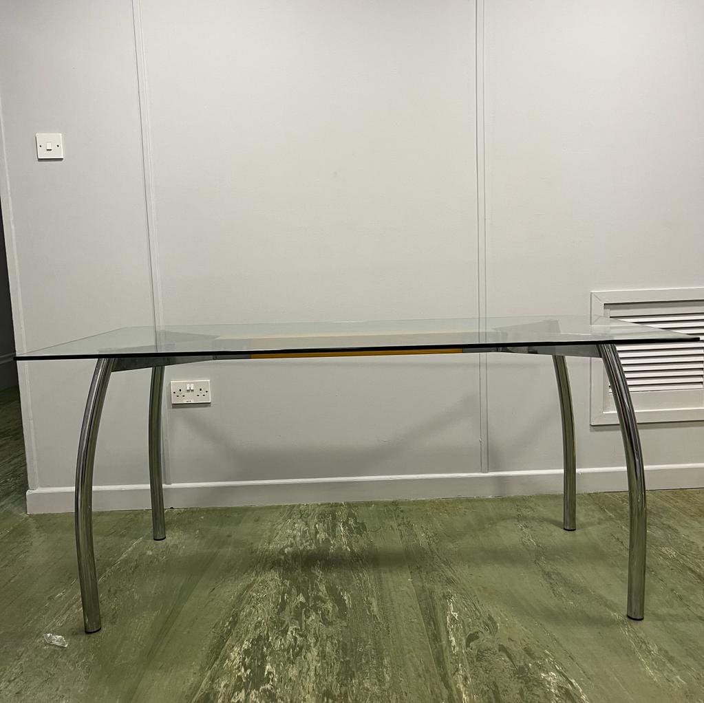 Italian Glass Topped Table With Chrome Legs - Etsy