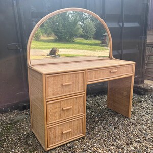 Cane and Bamboo Dressing Table With Attached Mirror - Etsy
