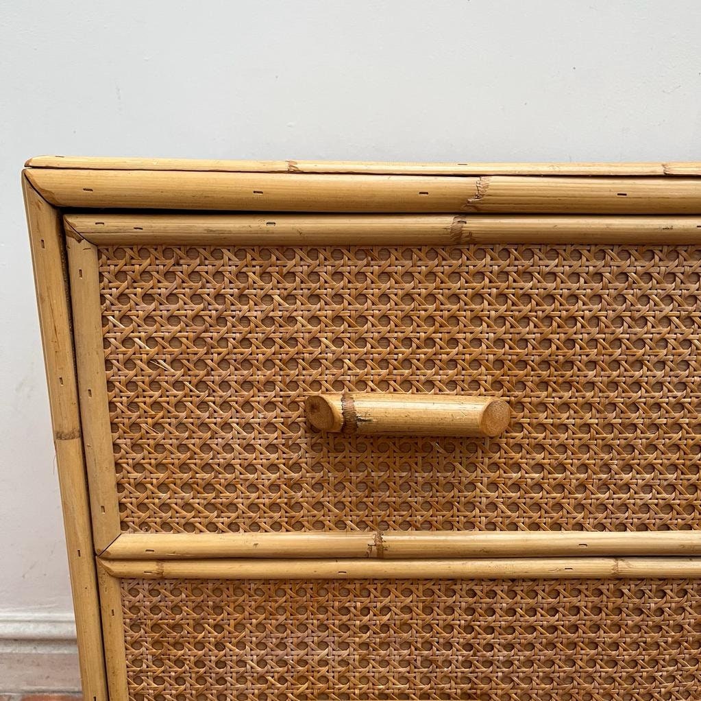 Mid Century Bamboo and Rattan Cane Chest of Drawers/ Storage / - Etsy