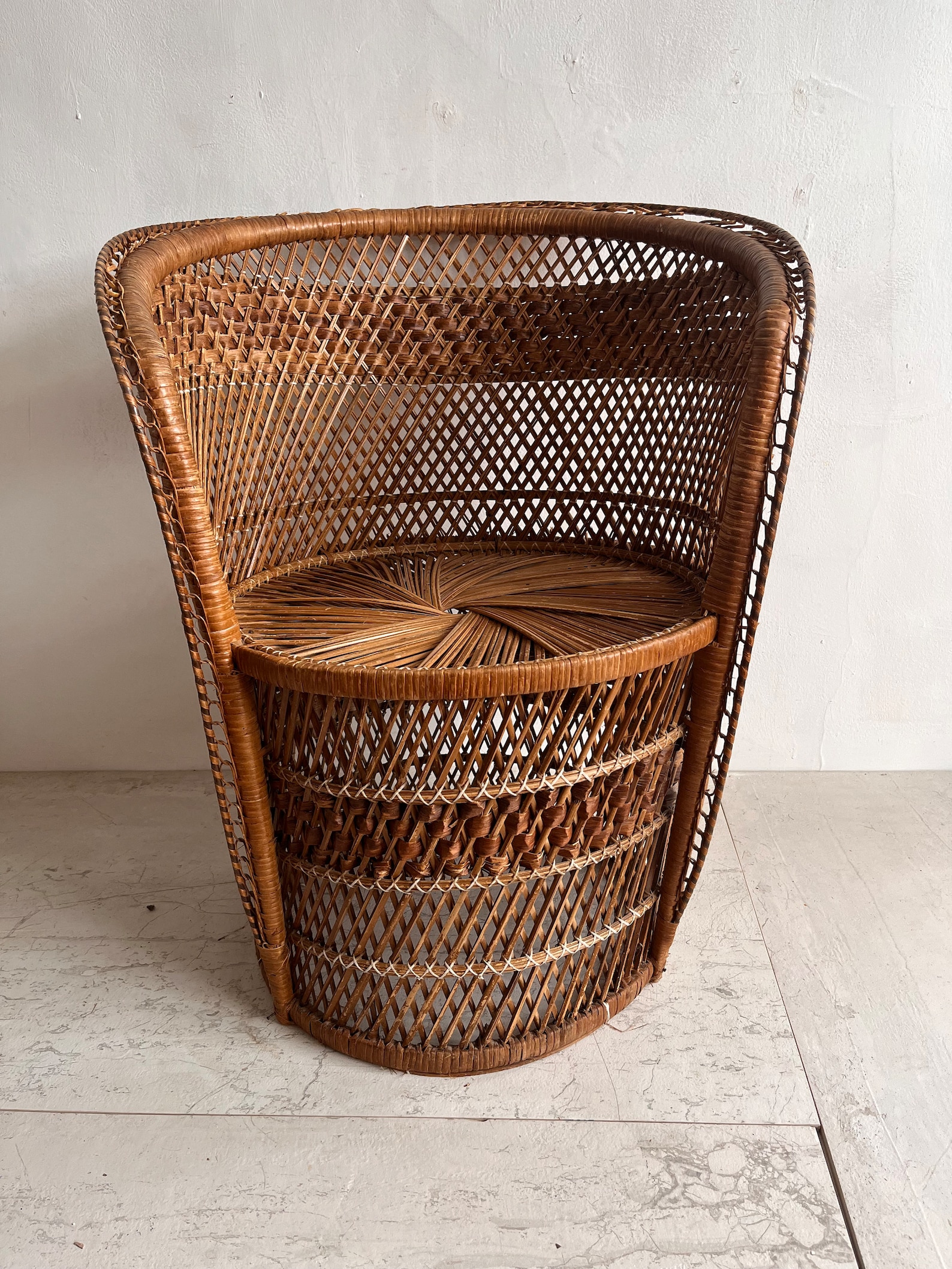 Vintage Peacock Wicker Bucket Chair - Etsy