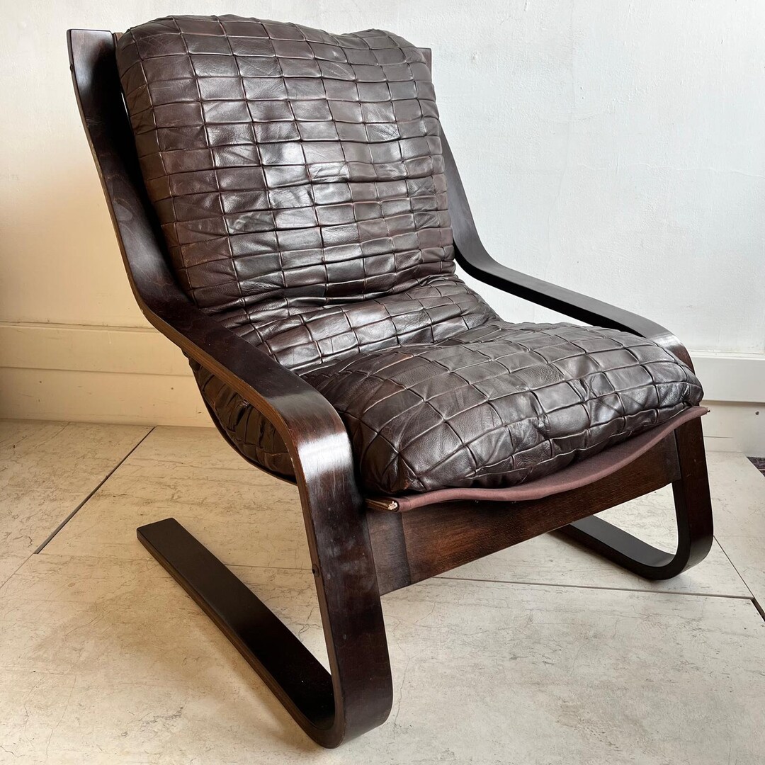 Vintage Danish Patchwork Leather and Bentwood Cantilever Chair - Etsy