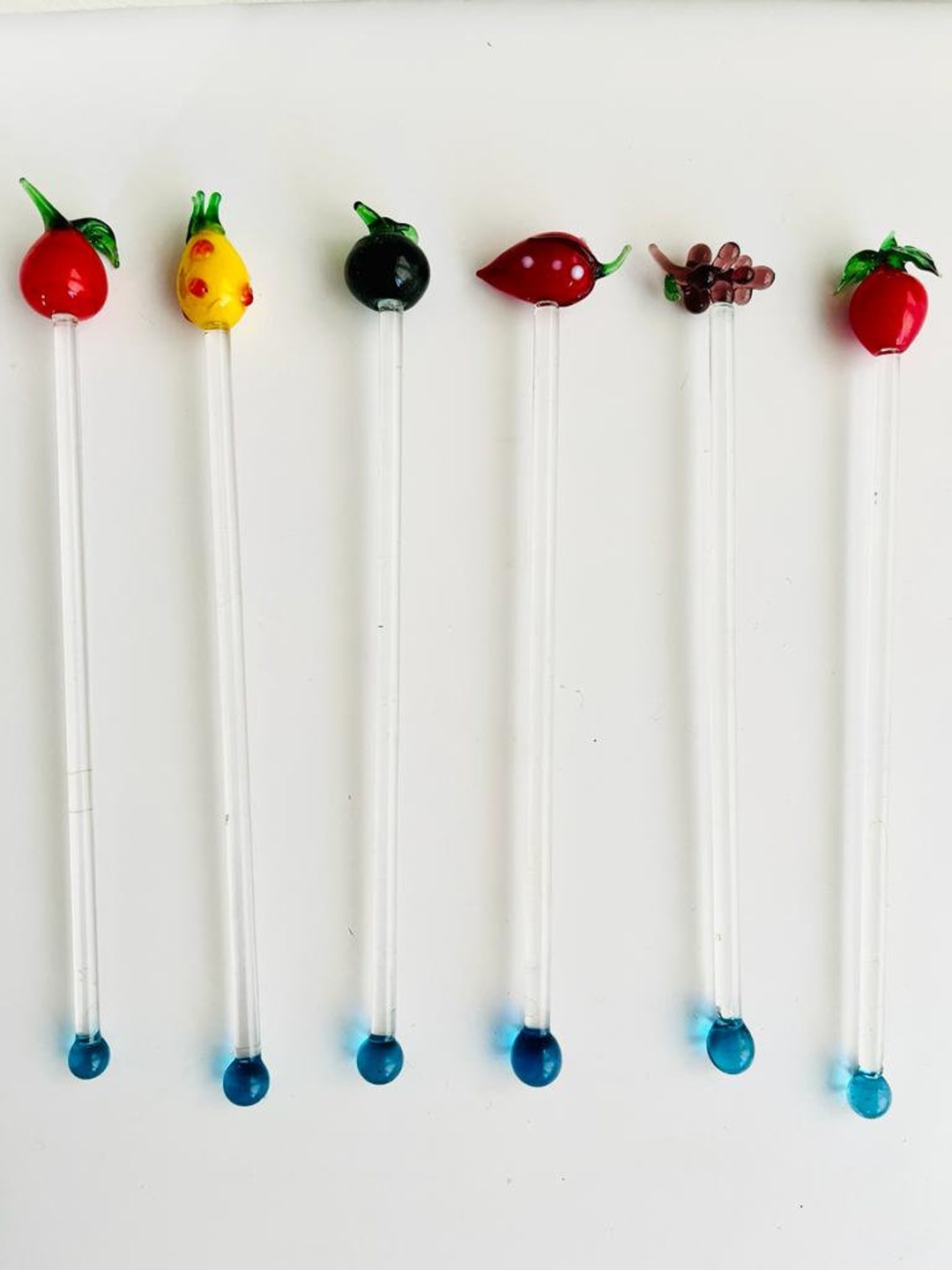 A Set of 6 Vintage Murano Glass Twizzel Sticks/ Drinks Stirrers - Etsy