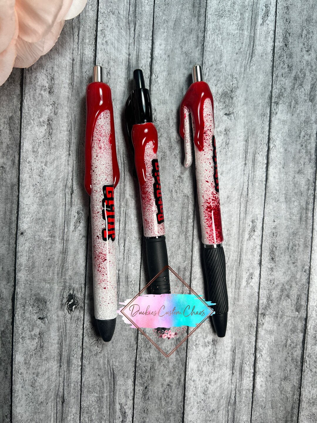 Glitter Blood Splatter Custom Gel Pen Crime Scene Pen - Etsy