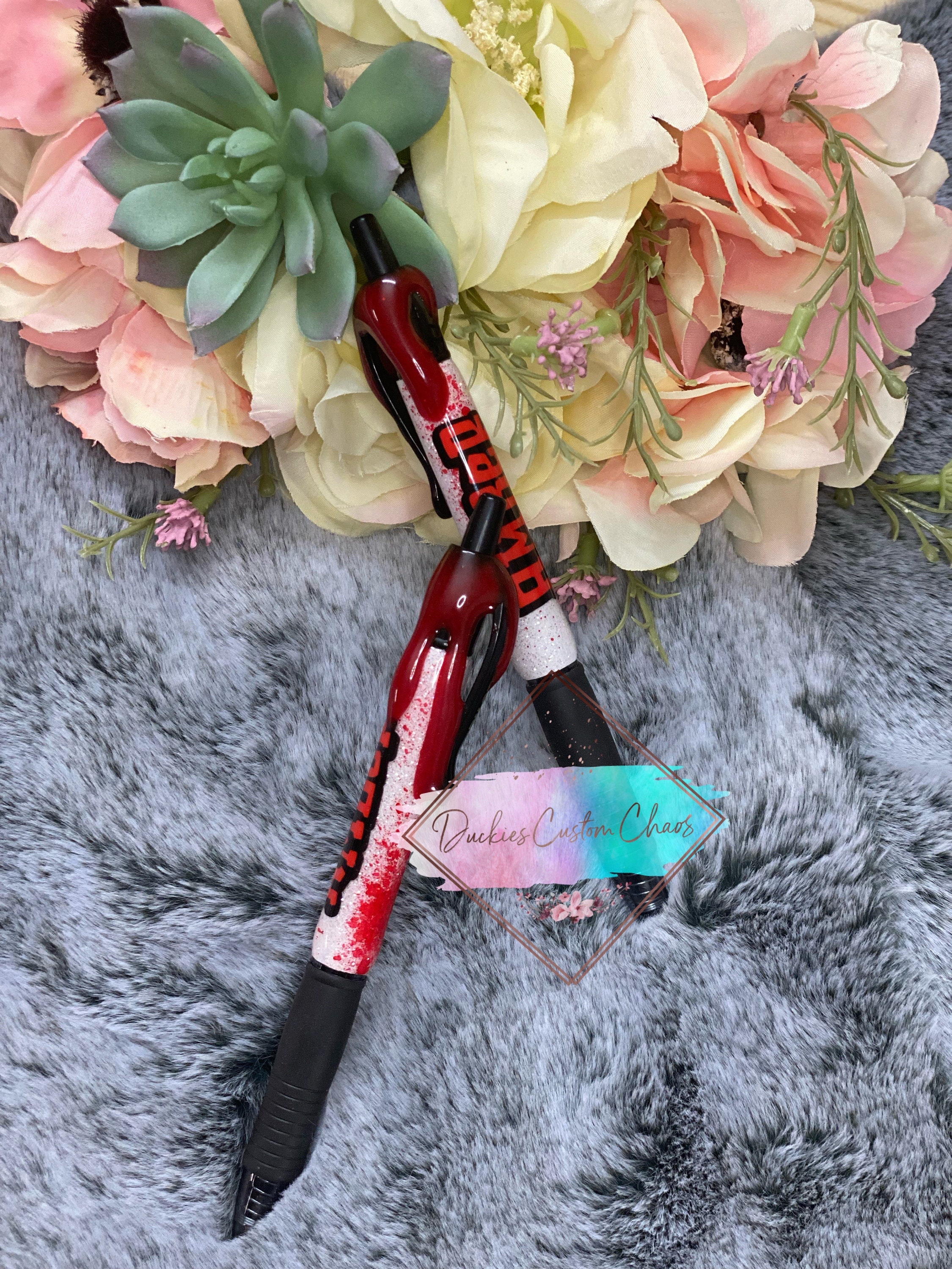 Glitter Blood Splatter Custom Gel Pen Crime Scene Pen | Etsy