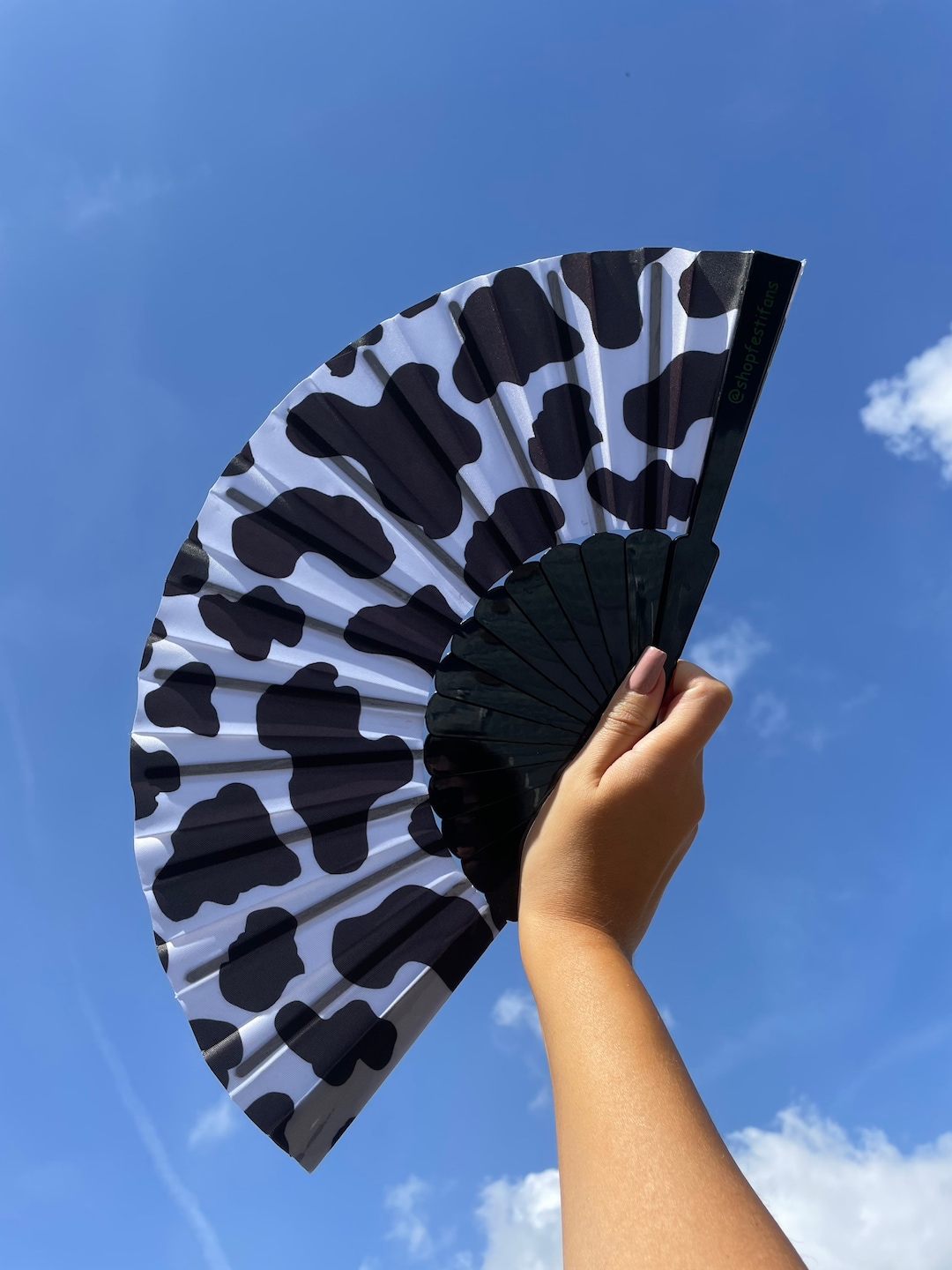 Cow Animal Print Fan / Hand Folding Fan / Rave / Festival / Party - Etsy