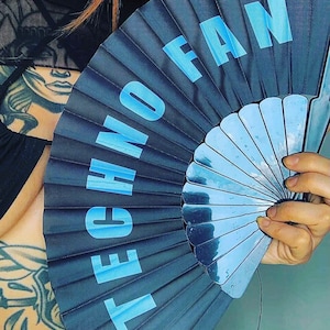 Techno Fan / Hand Folding Fan / Rave / Festival / Party - Etsy UK
