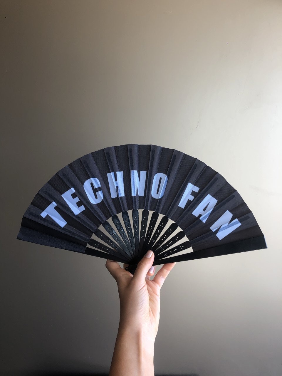 Techno Fan / Hand Folding Fan / Rave / Festival / Party | Etsy