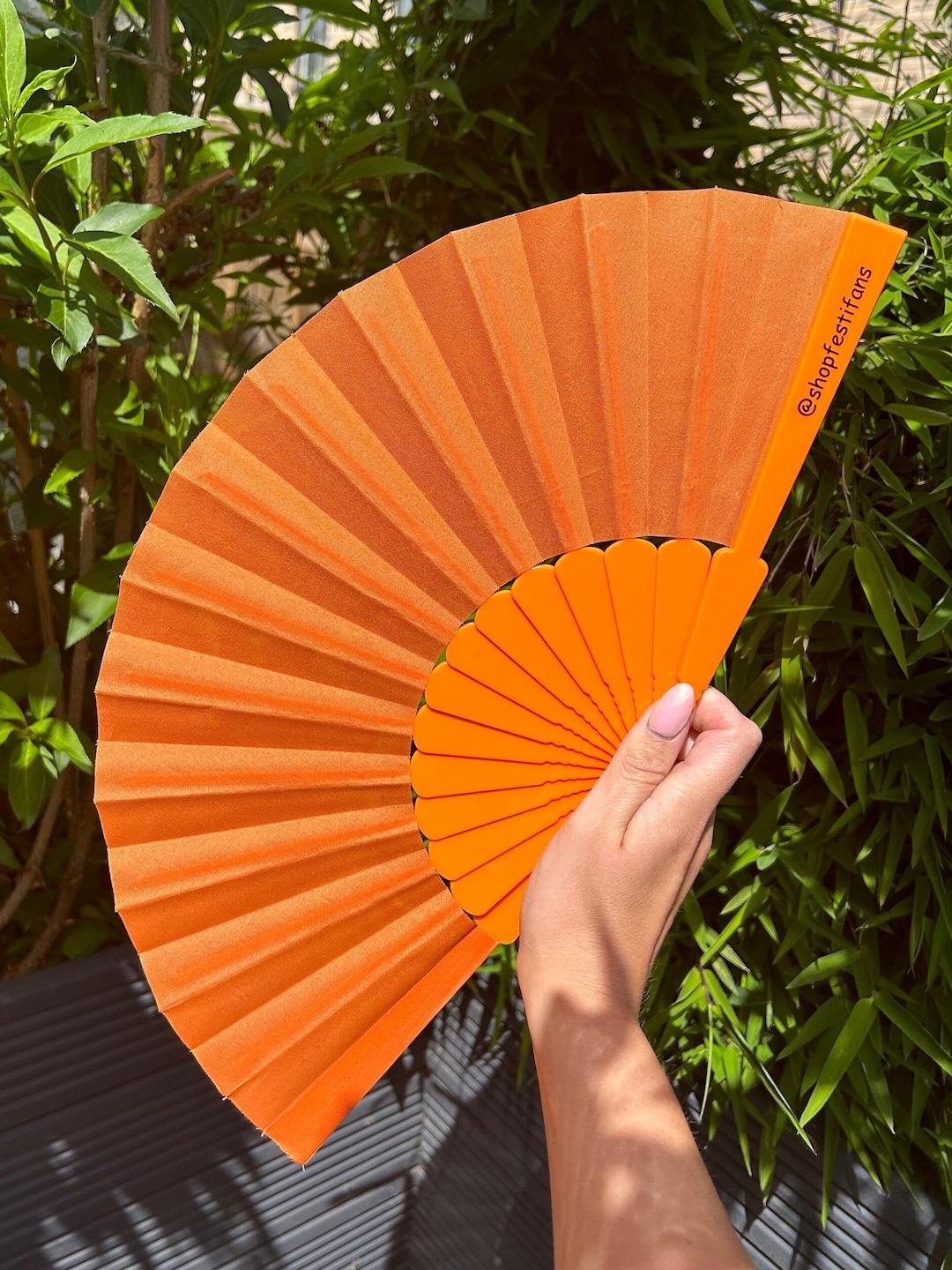 Orange Fan / Hand Folding Fan / Rave / Festival / Party / Wedding ...