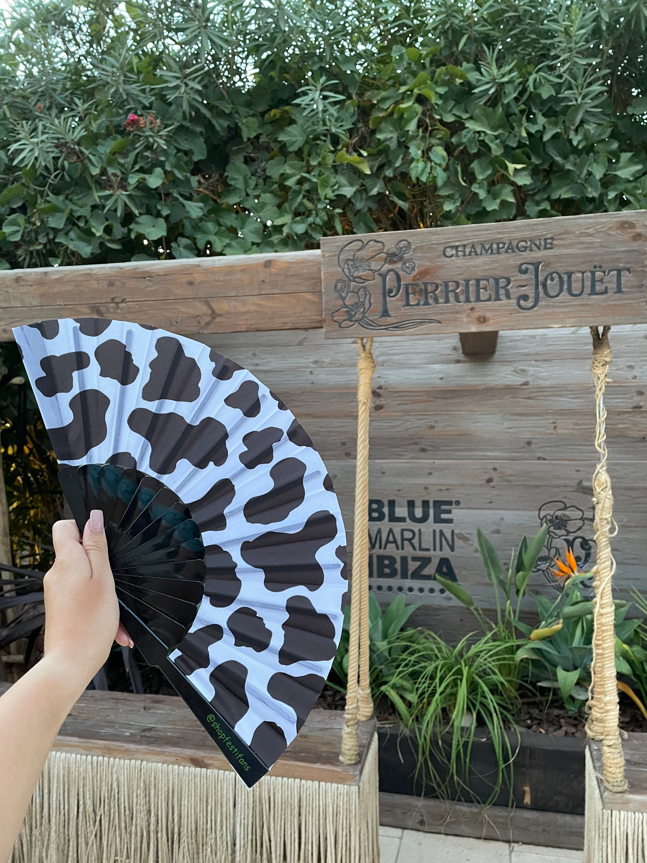 Cow Animal Print Fan / Hand Folding Fan / Rave / Festival / Party ...