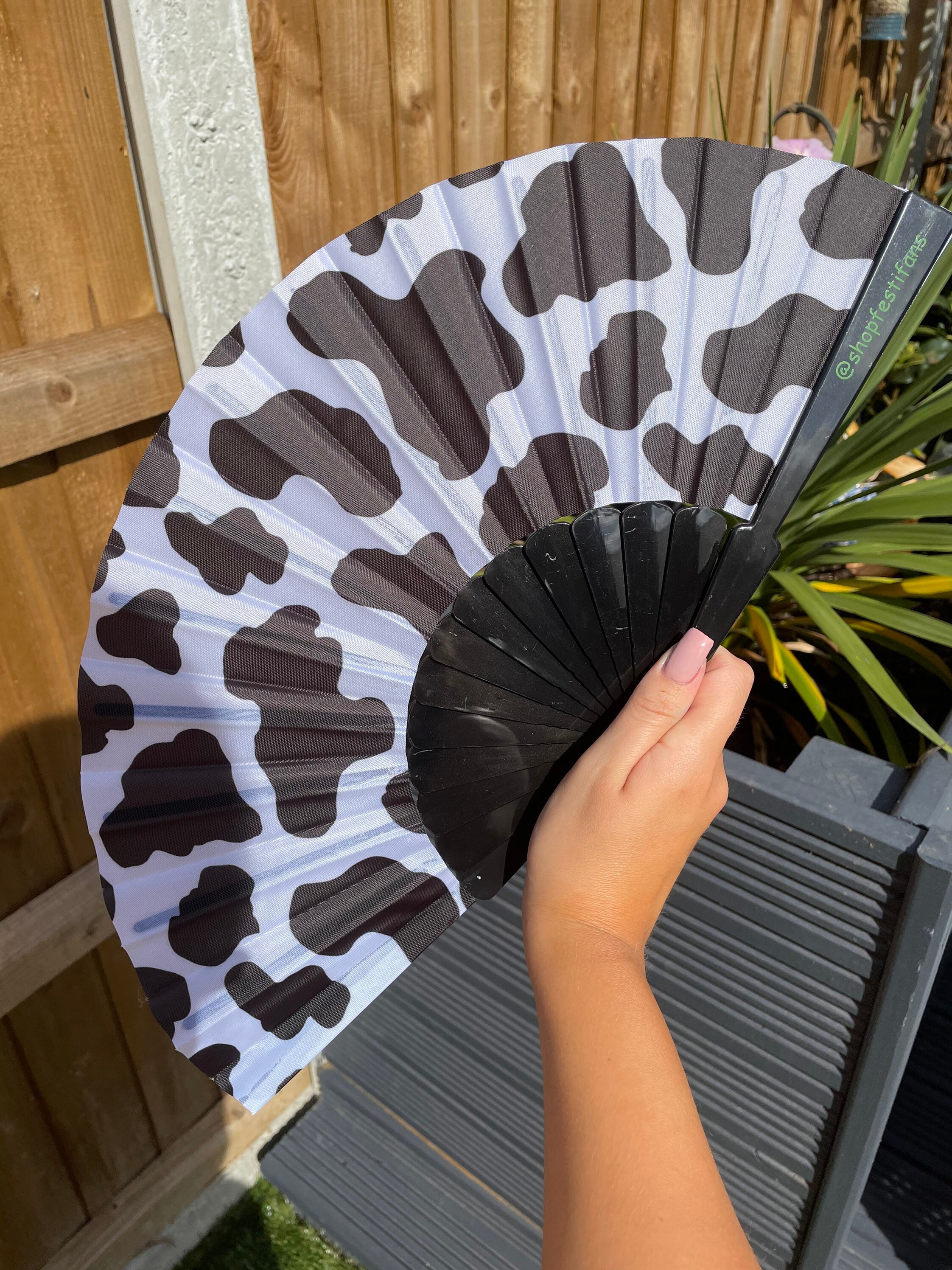 Cow Animal Print Fan / Hand Folding Fan / Rave / Festival / - Etsy