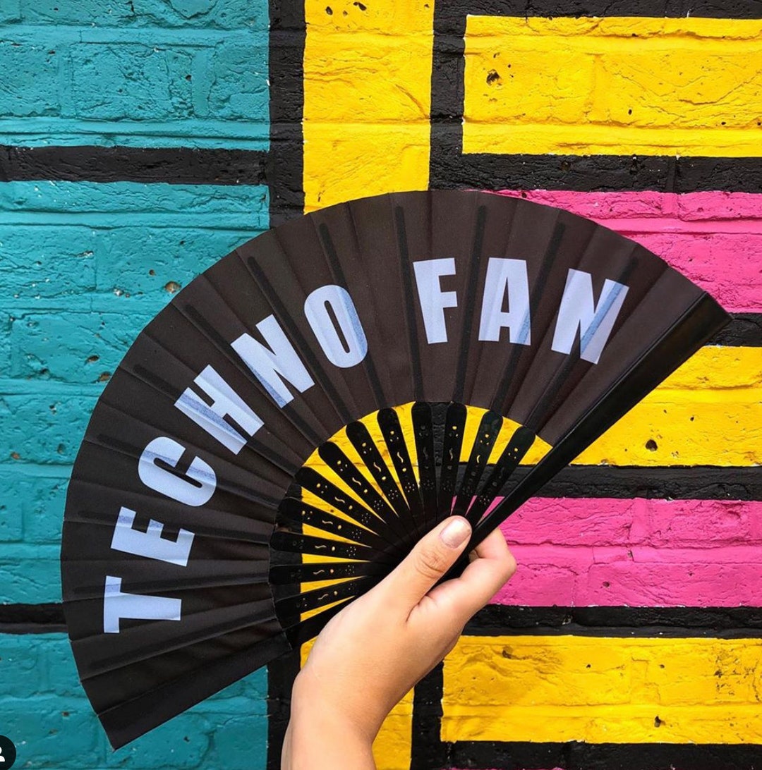 Techno Fan / Hand Folding Fan / Rave / Festival / Party - Etsy