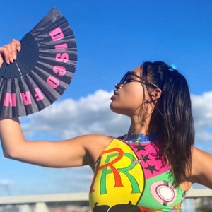 Disco Fan / Hand Folding Fan / Rave / Festival / Party - Etsy