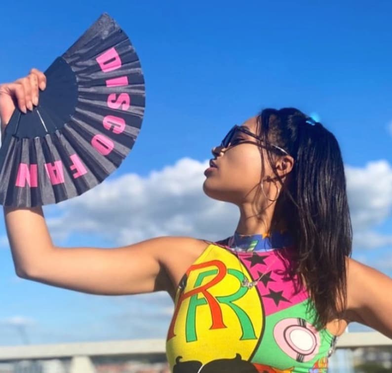 Disco Fan / Hand Folding Fan / Rave / Festival / Party - Etsy