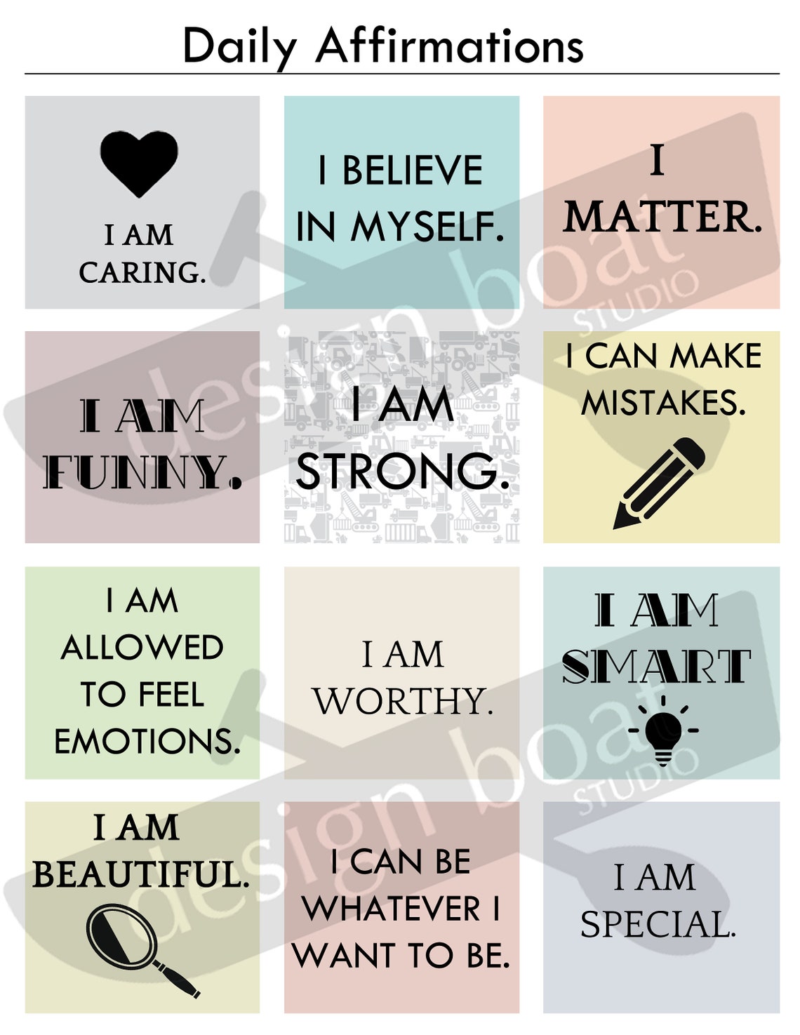 Affirmation Cards for Kids, DIGITAL DOWNLOAD, 8.5x11 Print, Cutout or ...