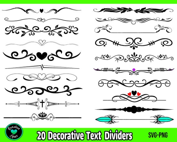 Text Dividers SVG Decorative Elements SVG Page Dividers Svg - Etsy