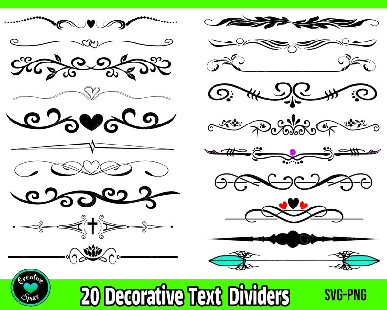 Decorative Text Dividers SVG, Page Borders, Frames (SVG, PNG) - Etsy