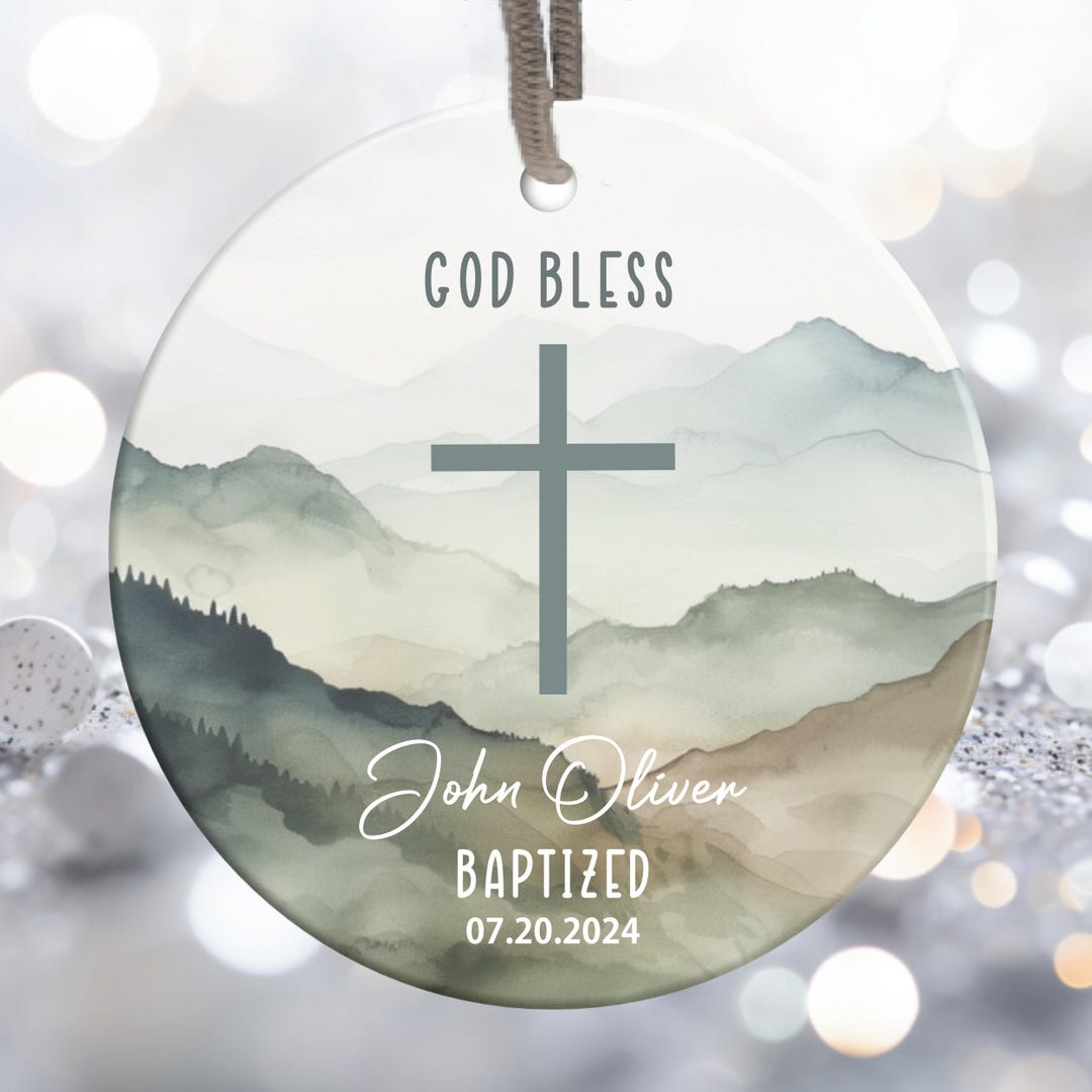 Baptism Name Date Custom Ornament PNG, Baby Newborn Godchild Ornament ...