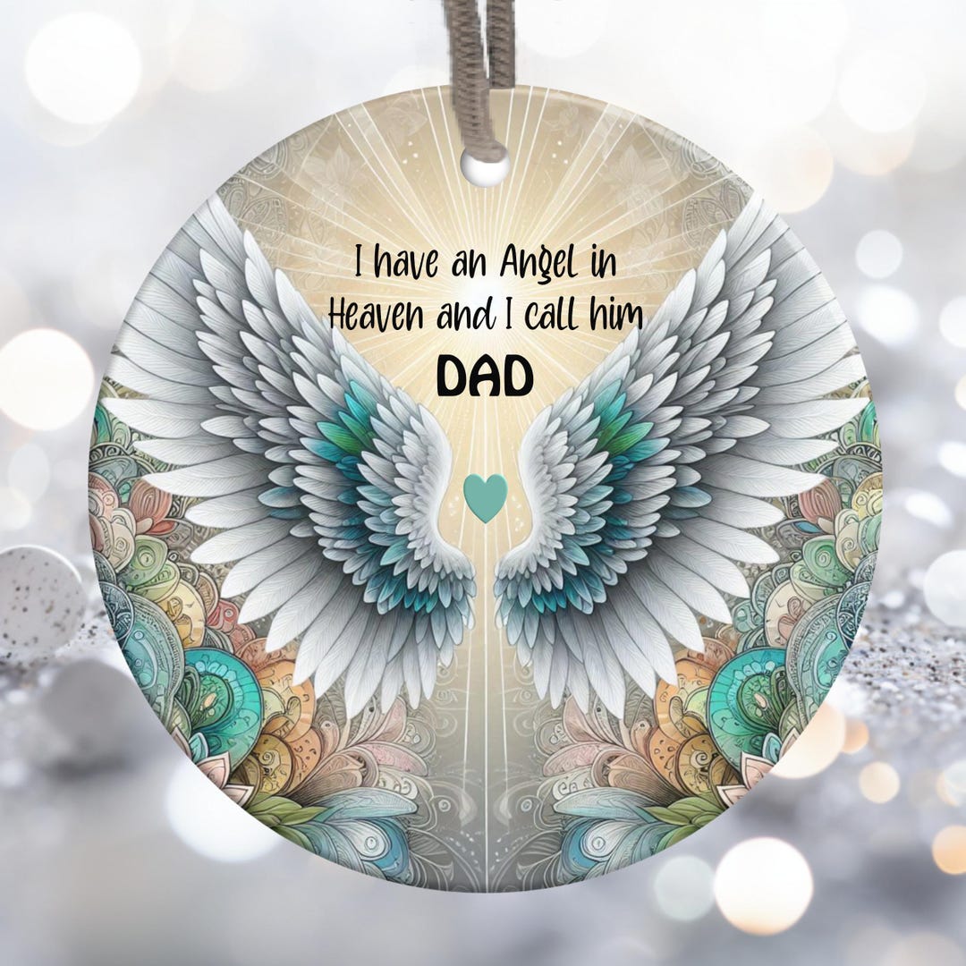 Dad Angel Wings Memorial Ornament PNG, Remembrance Bereavement ...
