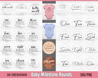 Baby Milestone Rounds Svg | Baby Announcement Svg | Hello World Svg ...