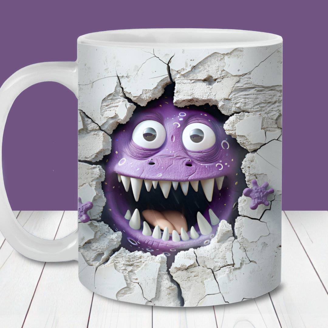 Purple Monster Face Mug Wrap PNG, Instant Digital Download, 11oz and ...