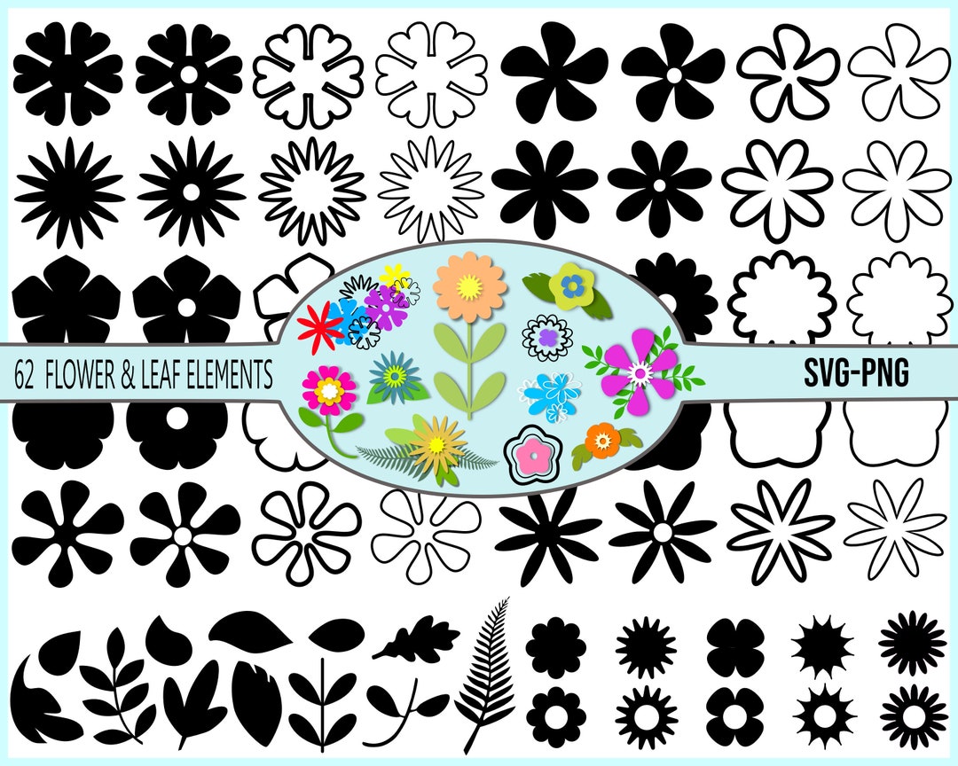 Flower Shapes SVG Bundle, Retro Flowers SVG, Spring Flowers Svg, Daisy ...