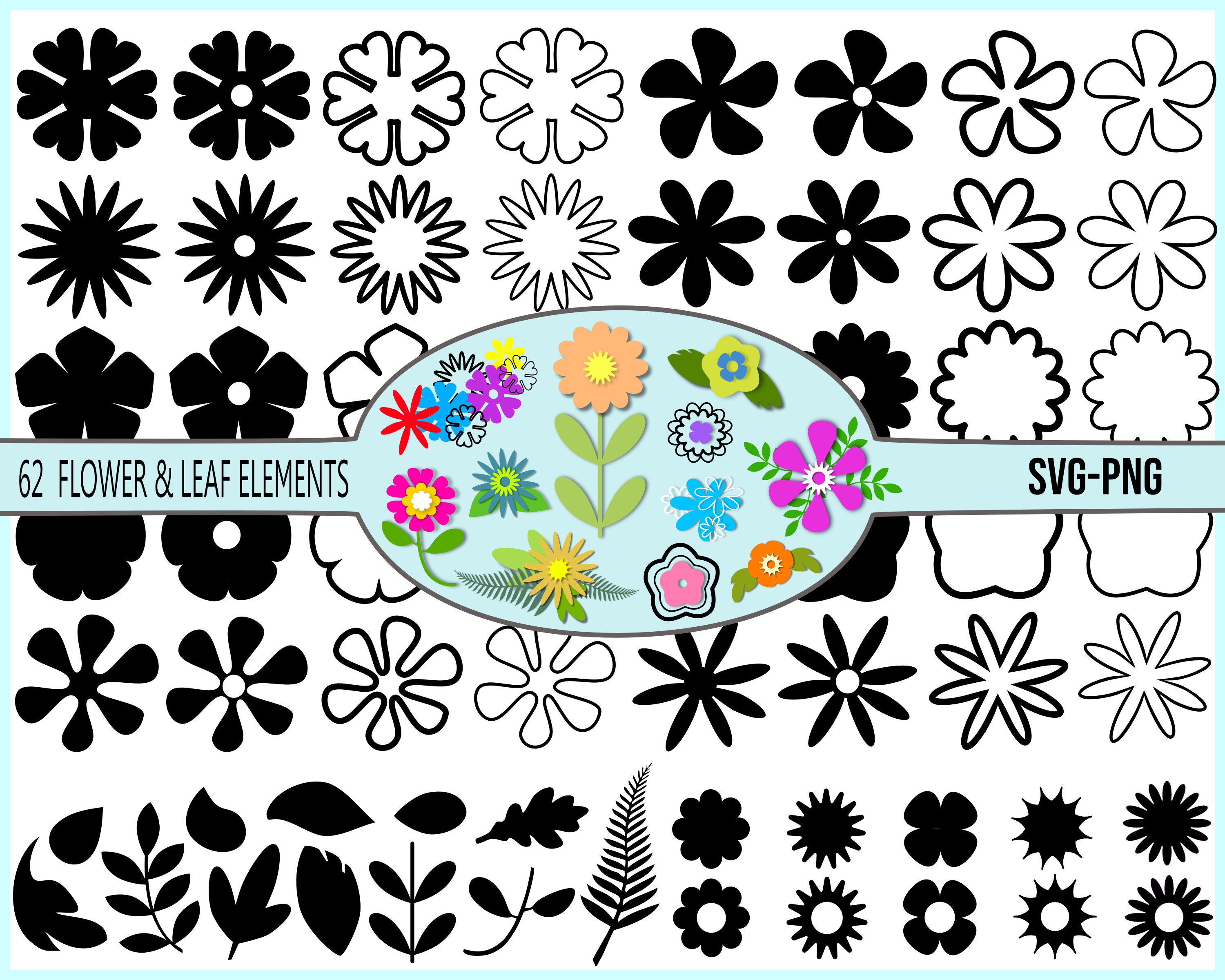 Flower Shapes SVG Bundle Retro Flowers SVG Spring Flowers - Etsy