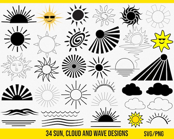 Sun SVG Bundle Sun Clipart SVG Sunshine Svg Png Sun | Etsy