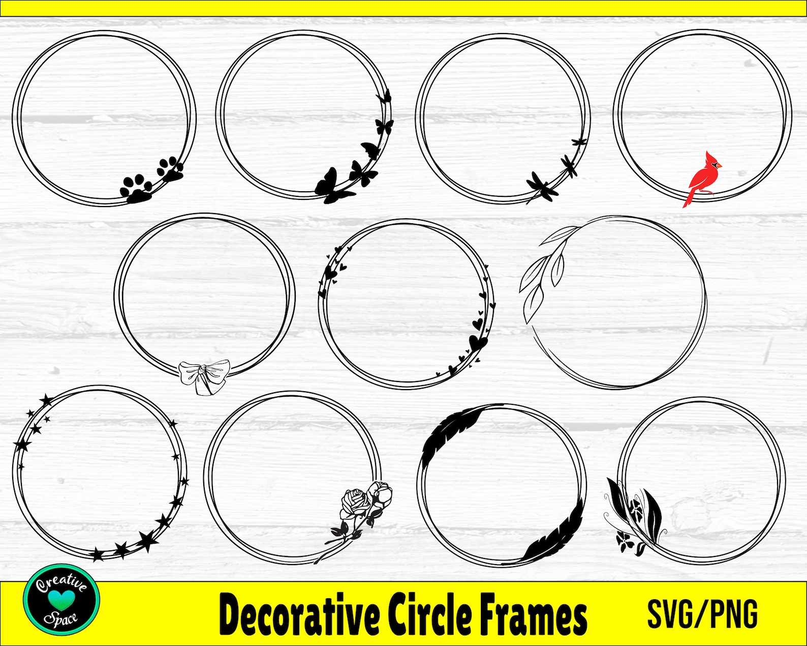 Decorative Circle Frames SVG Triple Circle Frames SVG PNG - Etsy