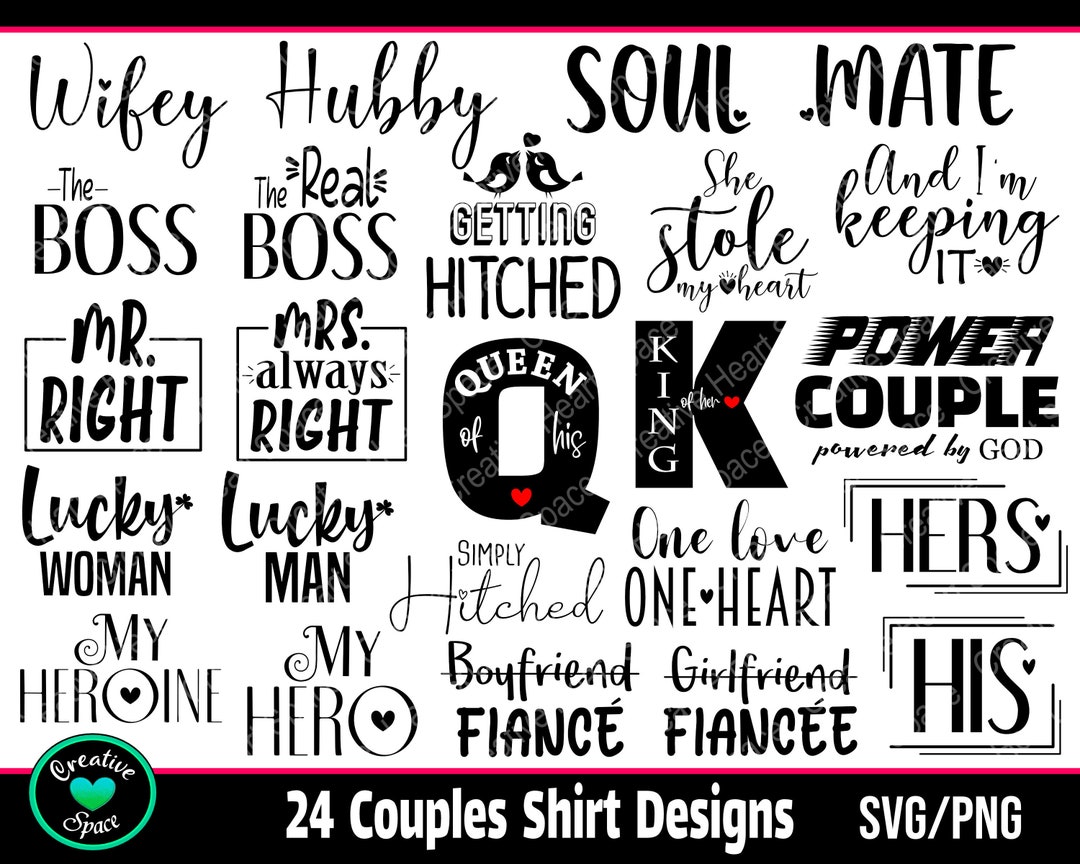 Couples Shirts SVG Bundle, Matching Shirt SVG, Married Couple Svg ...