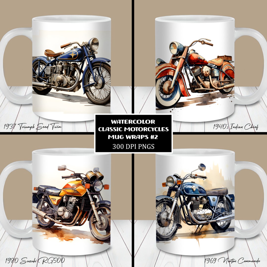Classic Motorcycles Mug Wrap Bundle, 11oz and 15oz Mug Template ...