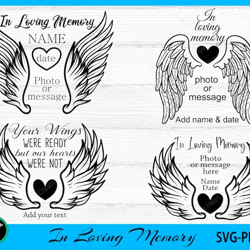 In Loving Memory Angel Wings SVG Memorial SVG Your Wings - Etsy