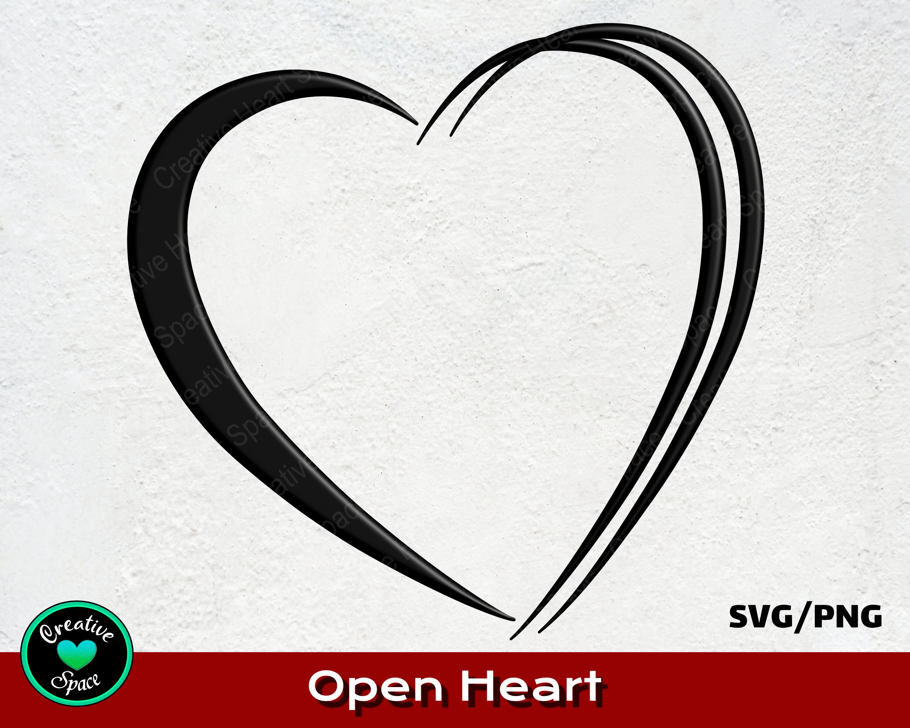 Open Heart SVG Heart Shape SVG Heart outline svg/png cut | Etsy