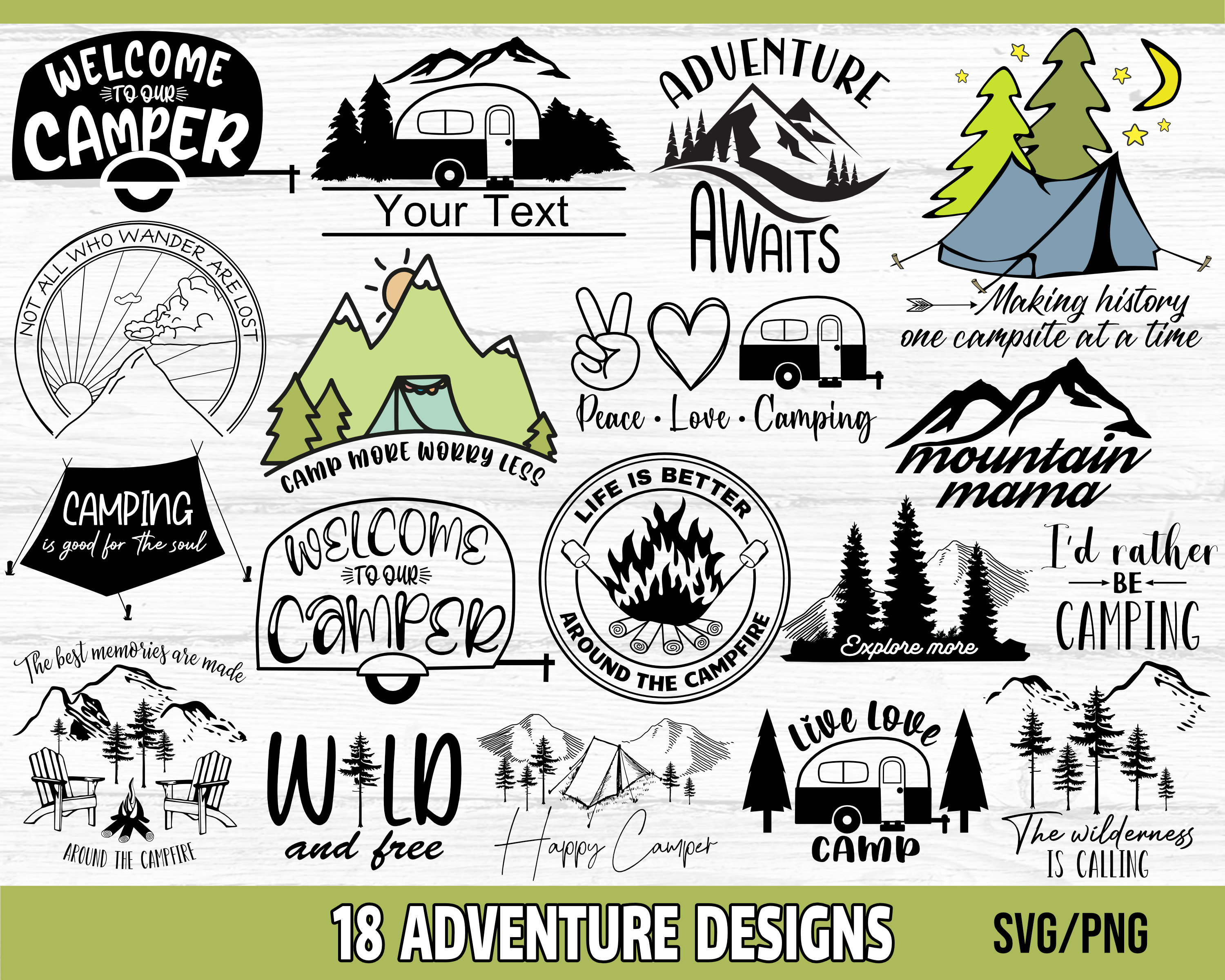 Adventure SVG Bundle Camping SVG PNG Campfire Svg Happy - Etsy