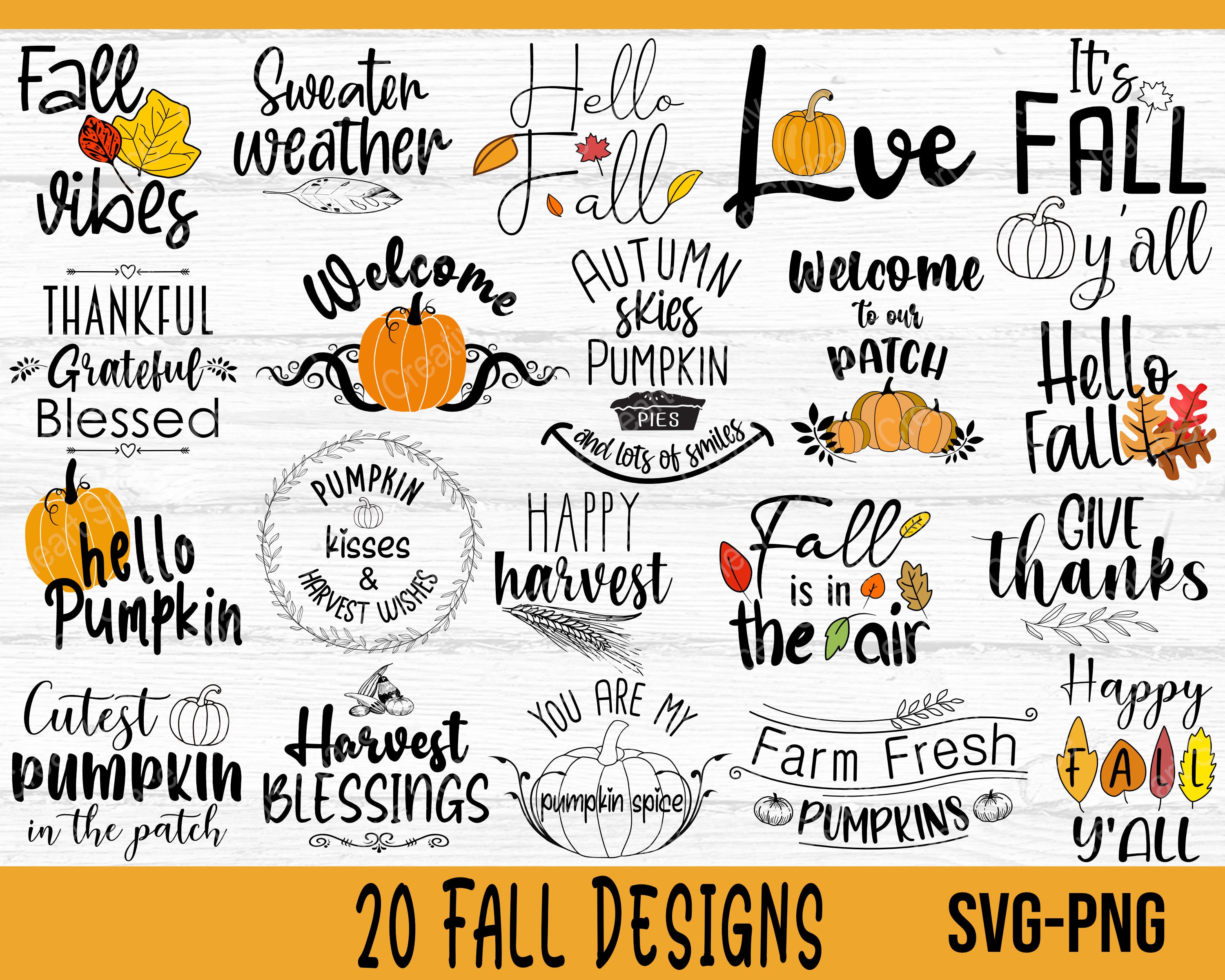 Fall SVG Bundle, Fall Quotes SVG, Autumn Svg, Hello Fall Svg, Pumpkin ...