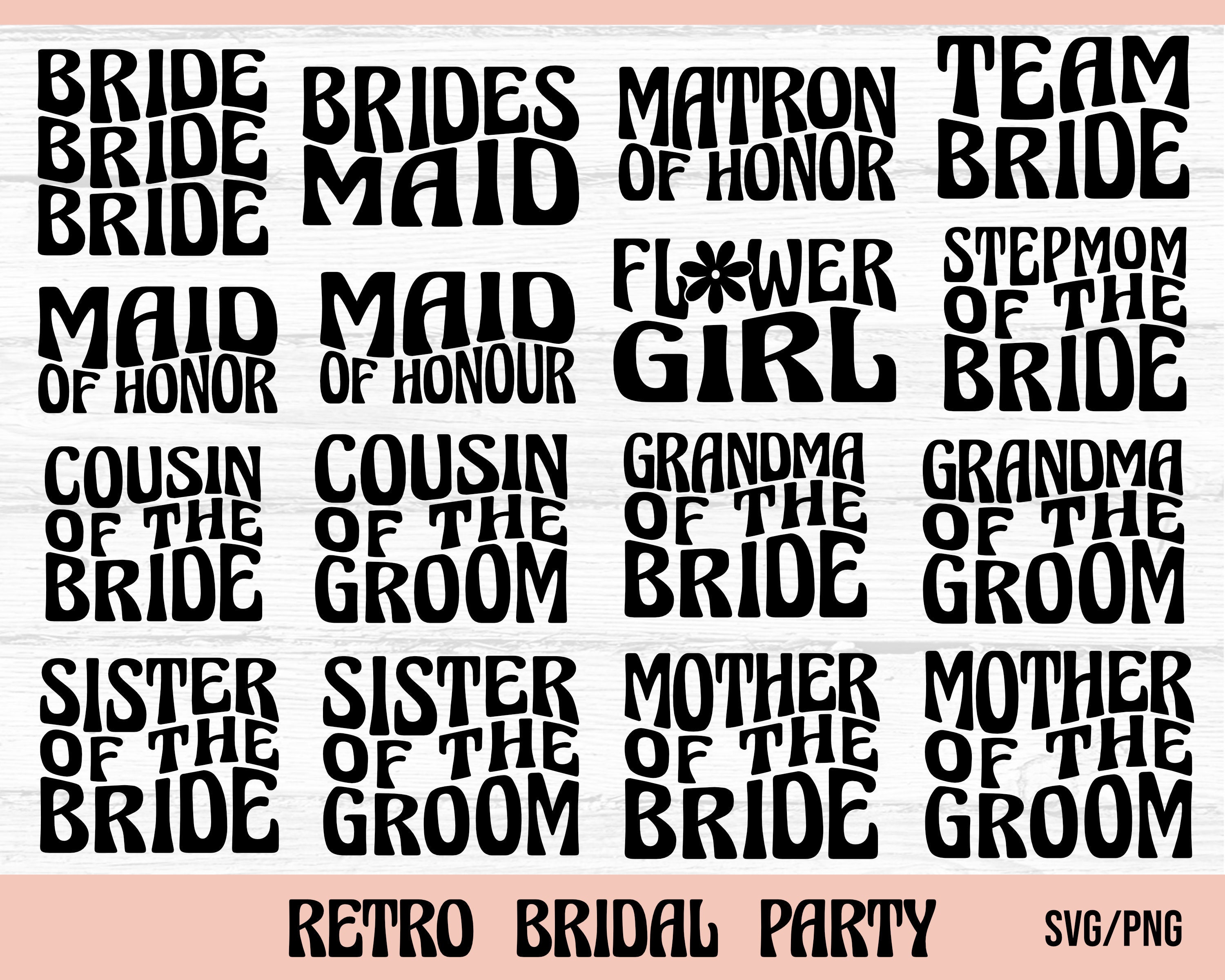Retro Bridal Party SVG Bundle Bride SVG Wedding Party Svg - Etsy Canada