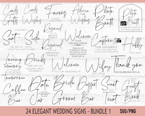 Wedding Signs SVG Bundle 1 Wedding SVG Cards and Gifts Svg - Etsy UK