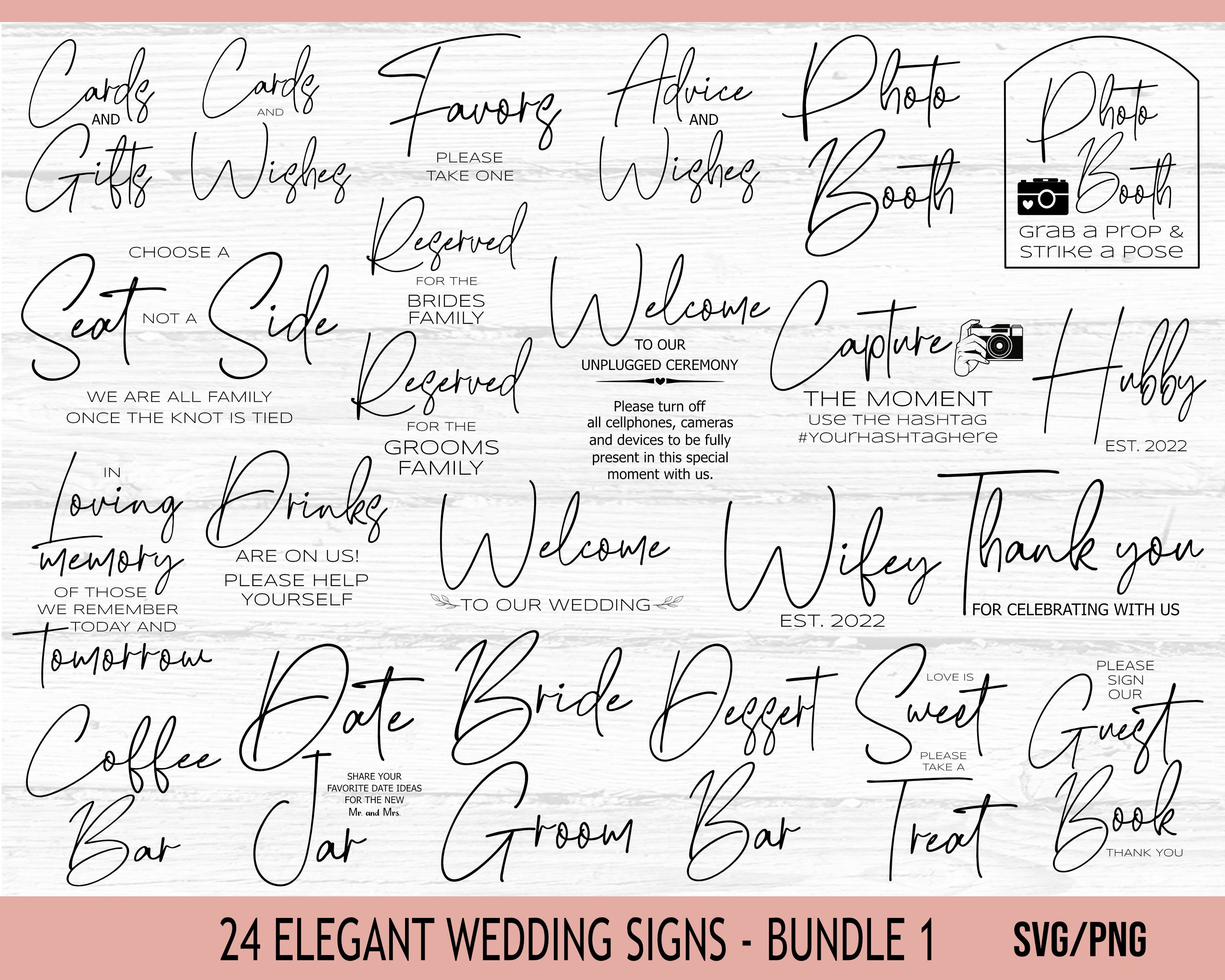 Wedding Signs SVG Bundle 1 Wedding SVG Cards and Gifts Svg - Etsy