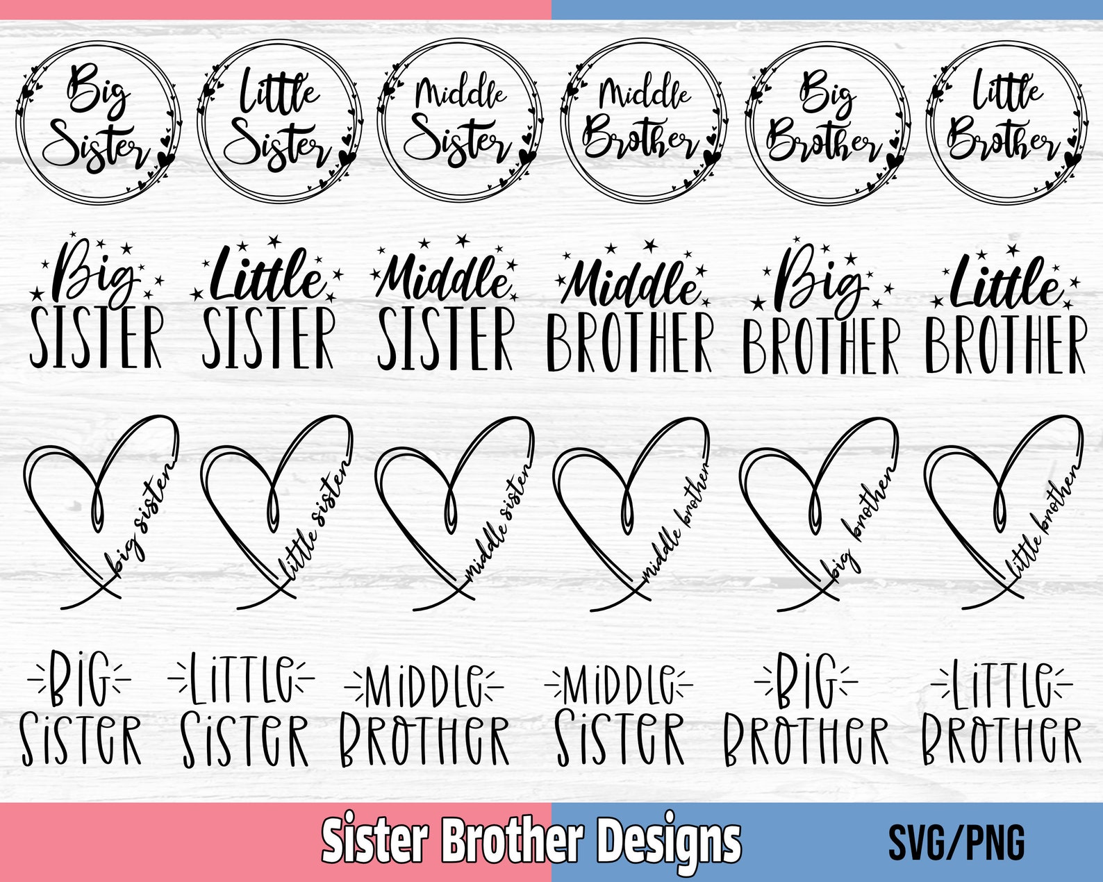 Sibling SVG Bundle Big Sister Little Sister Svg Big Brother - Etsy
