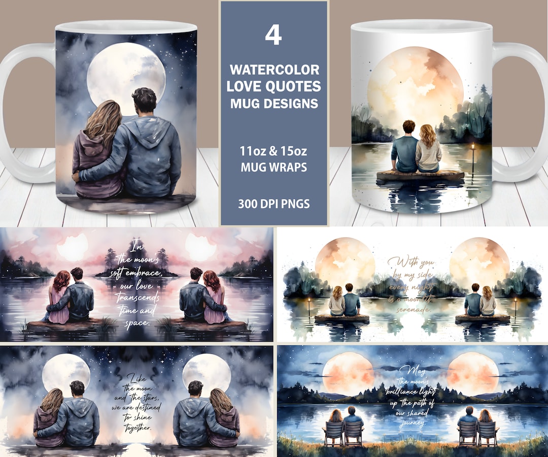 Love Quotes Mug Wrap Bundle, 11oz and 15oz Mug Template, Instant ...