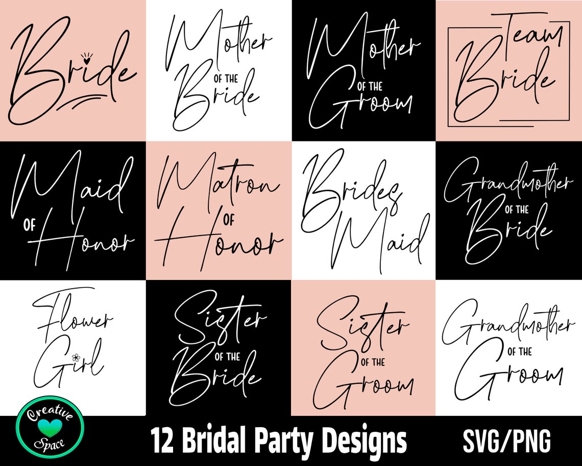 Bridal Party SVG Bundle Bride SVG Wedding Party Svg - Etsy