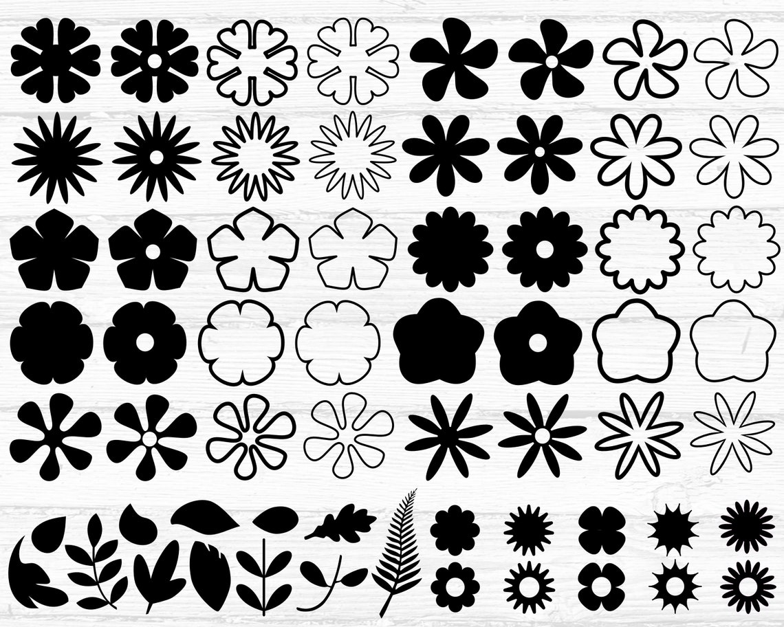 Flower Shapes SVG Bundle Retro Flowers SVG Spring Flowers - Etsy