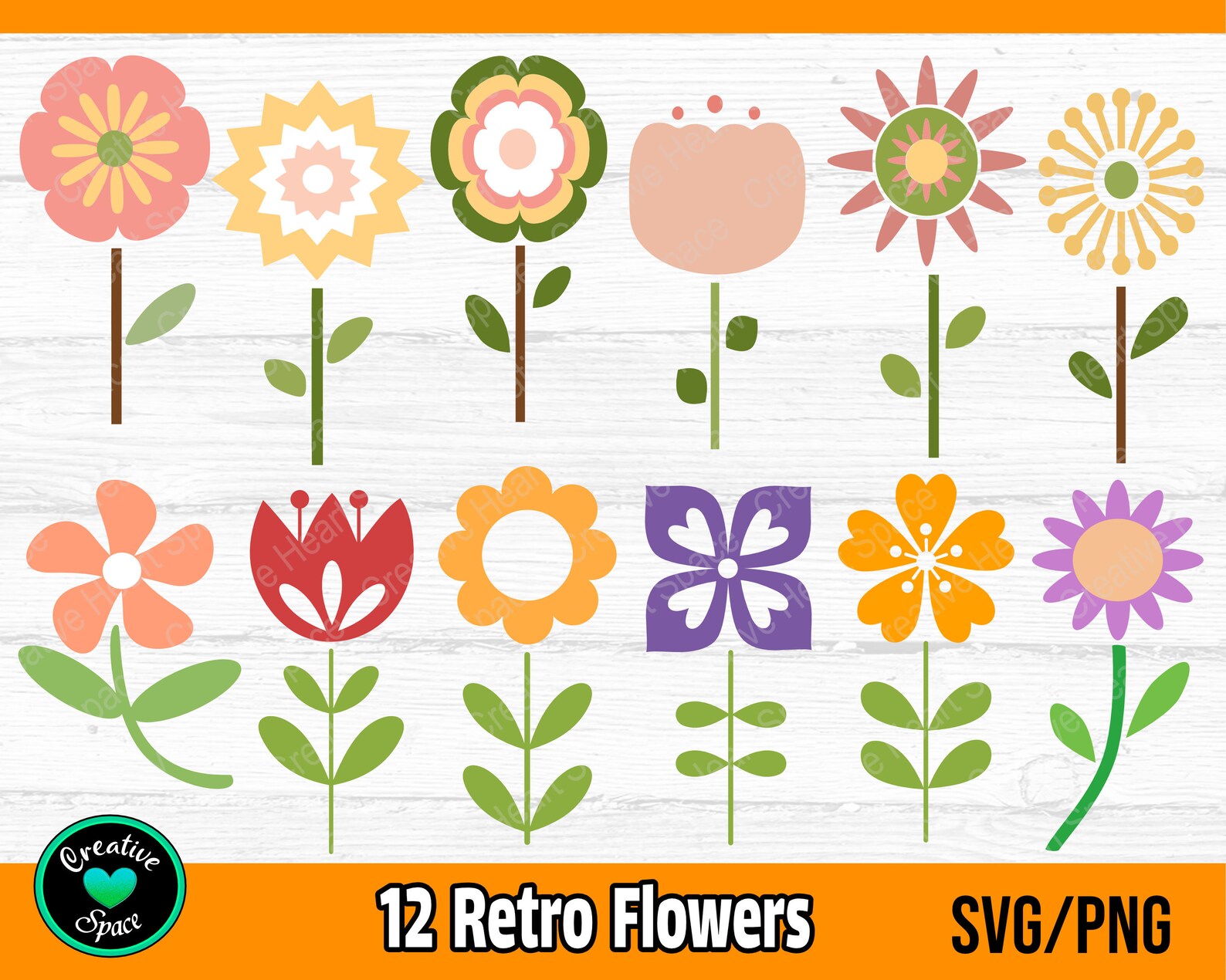 Retro Flowers SVG Bundle Boho Flowers SVG Wildflowers Svg - Etsy