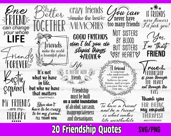 Friendship SVG Bundle Best Friends SVG Friendship Quotes | Etsy
